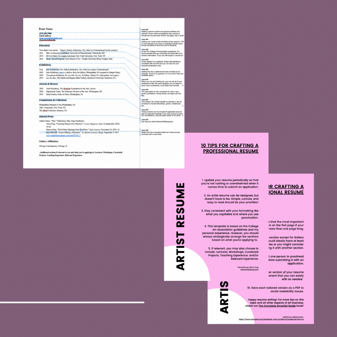 The Artist's Resume Template: Bestselling Guide for Writing a ...